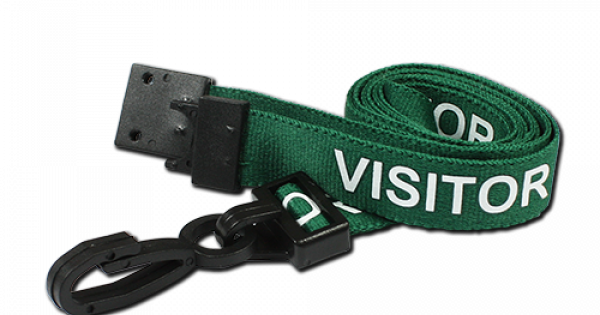 Green Pre-Printed Visitor Lanyards with Plastic J Clip | Universal ...